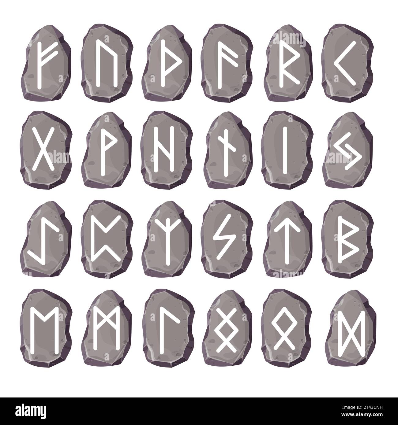 Rune stone set norse magic game symbols,sacred script in cartoon style ...