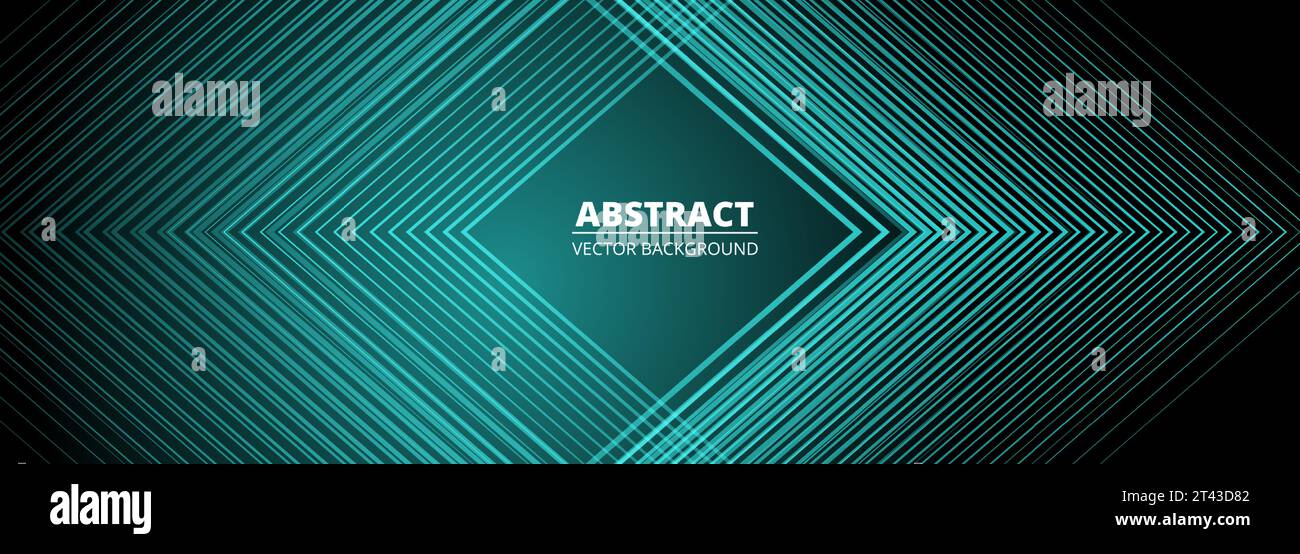 Dark turquoise 3d abstract modern background with glowing striped lines ...