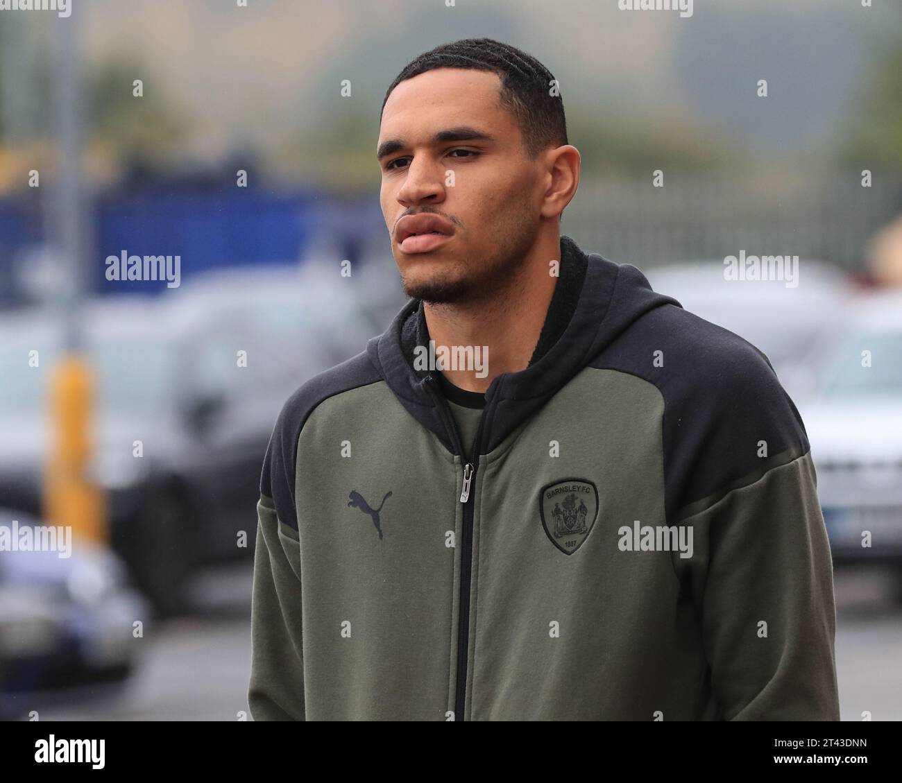 Jon Russell #3 of Barnsley arrives during the Sky Bet League 1 match ...
