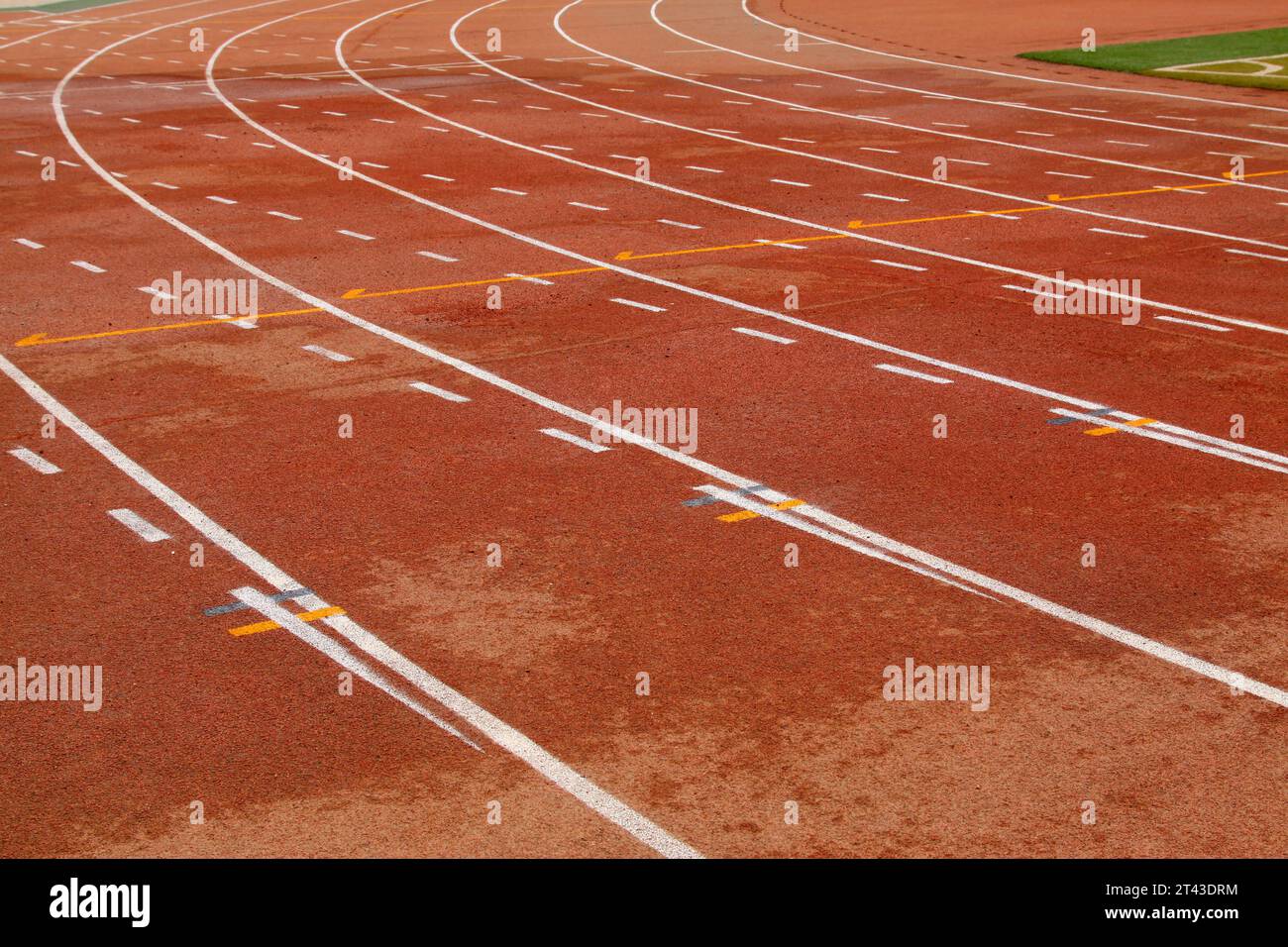 Plastic runway corner in a sports ground in a middle school Stock Photo ...