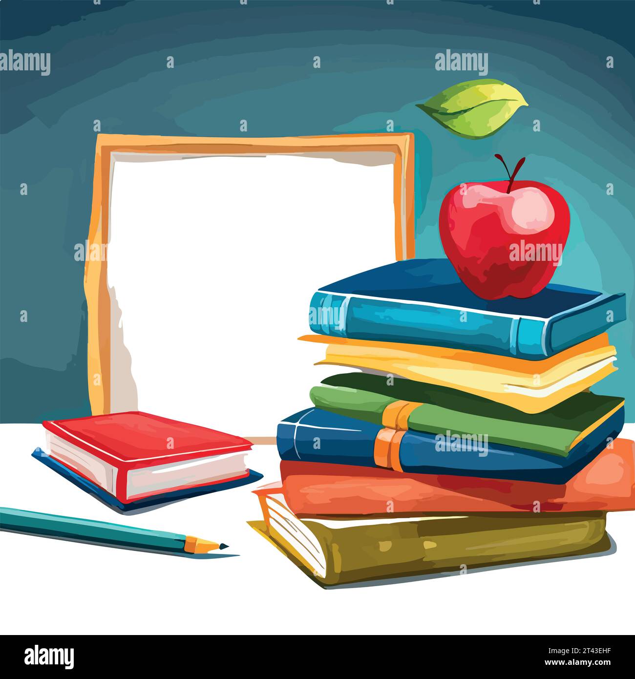 school colorful book watercolor set isolated on white background ...