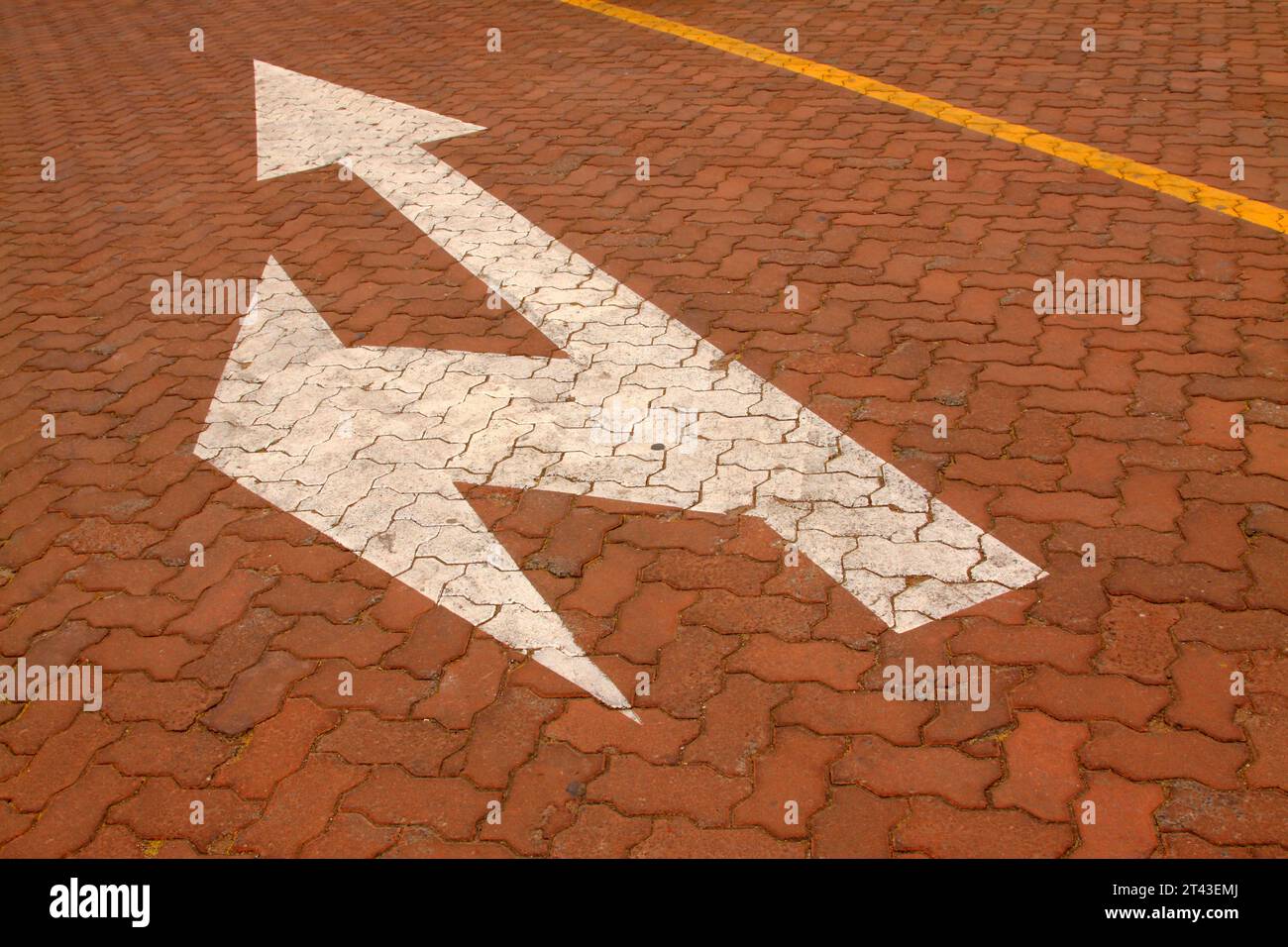 road traffic signs on the ground, Tangshan City, Hebei Province, China ...