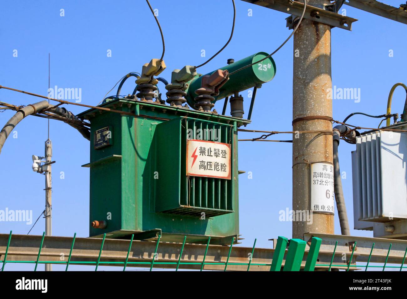 power transformer under the blue sky background Stock Photo - Alamy