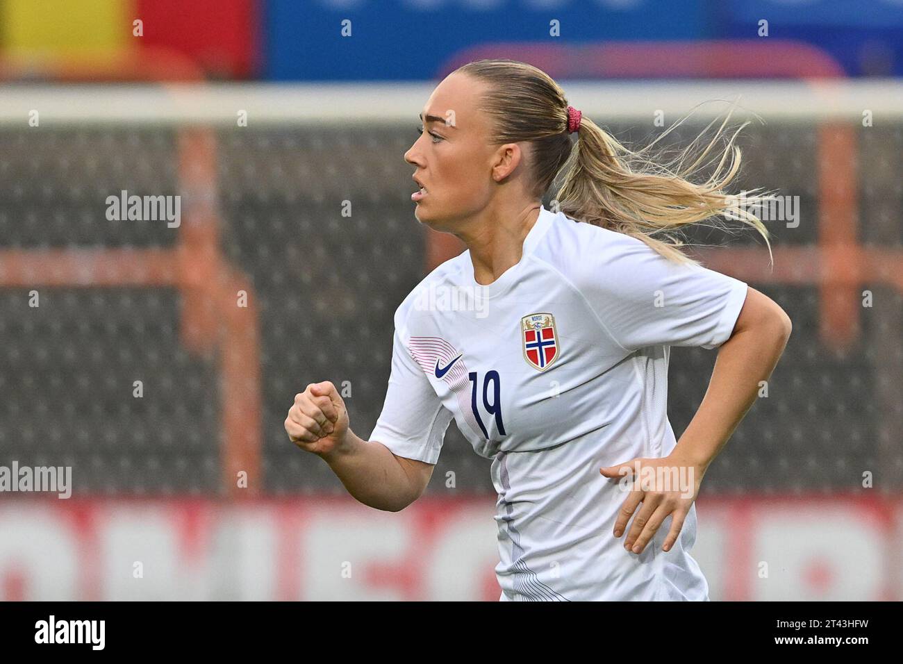 Julie Jorde Aune (19) of Norway pictured during a friendly soccer game ...