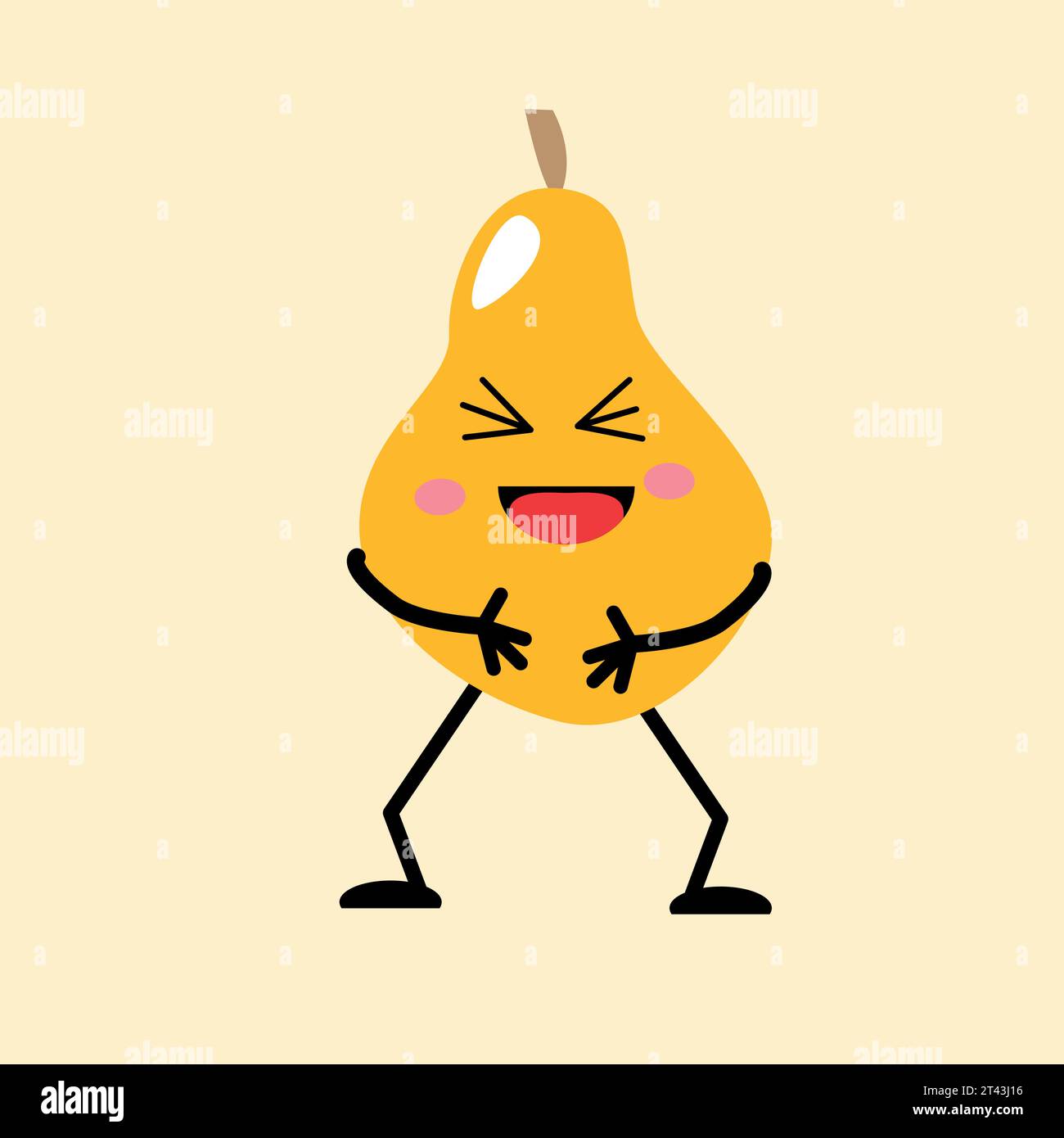 cute pear cartoon character smiling - standing Stock Vector Image & Art ...