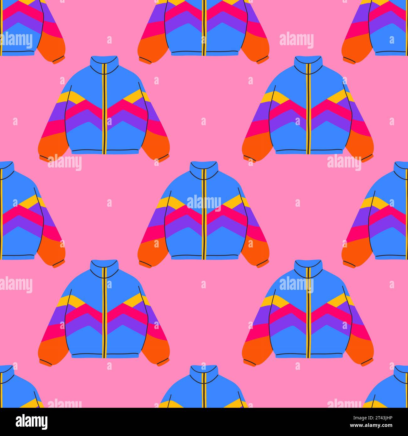 80s 90s seamless pattern in modern style flat, line style. Hand drawn ...