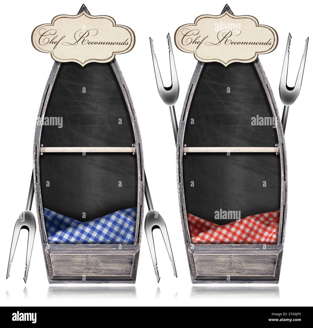 Template of a restaurant menu in the shape of wooden boat, empty ...