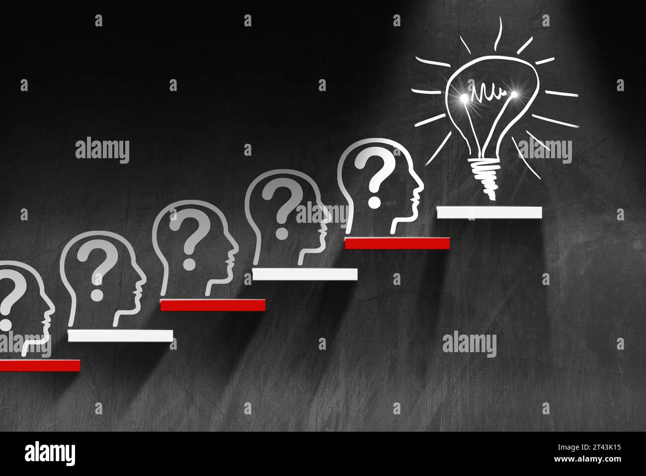 Concept of creative idea and innovation. Staircase with white and red ...