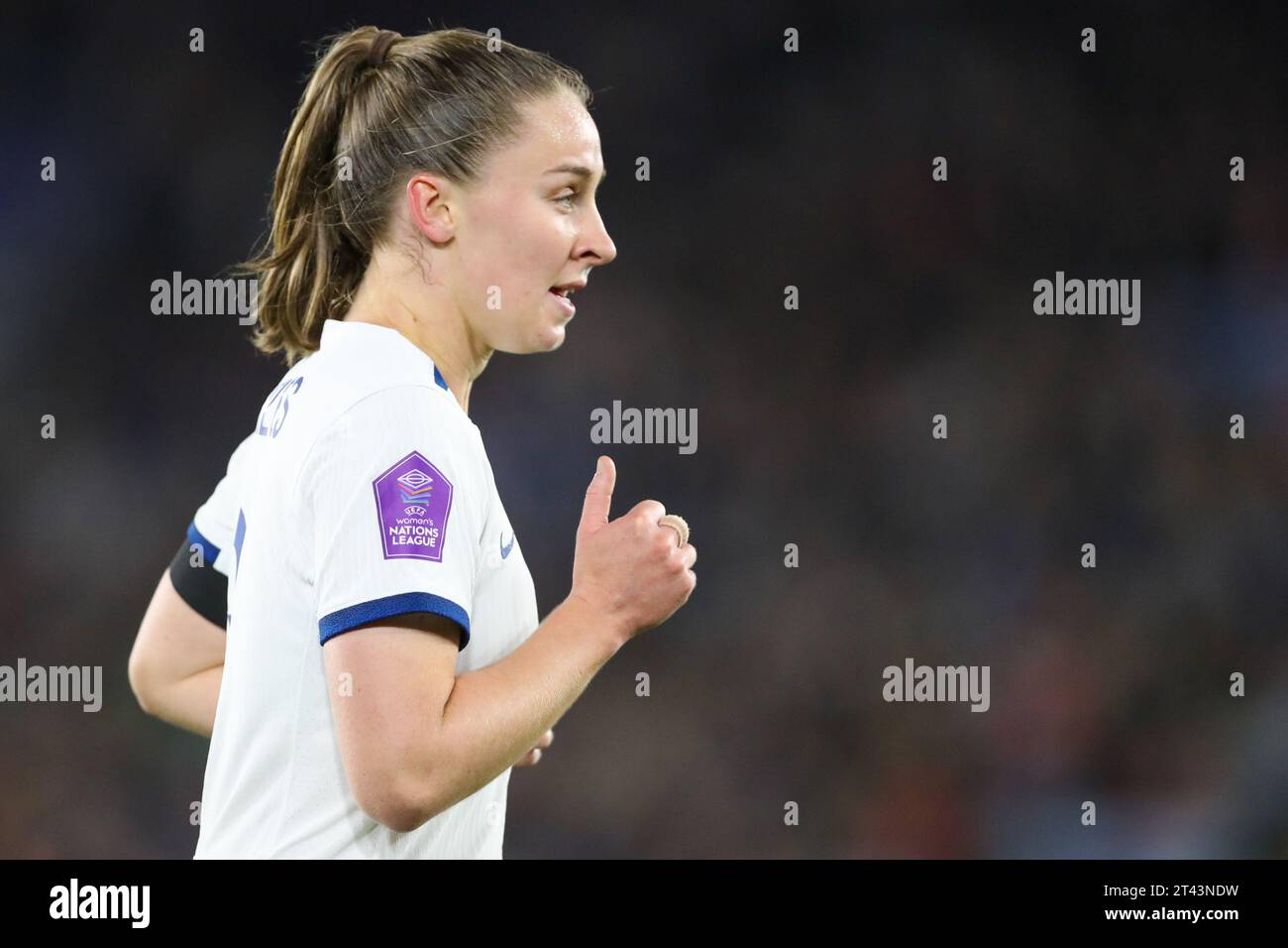 Leicester, UK. 27 October 2023. Niamh Charles during the UEFA Women's ...