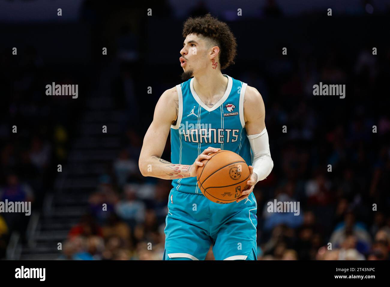 Charlotte Hornets guard LaMelo Ball runs the offense against the ...