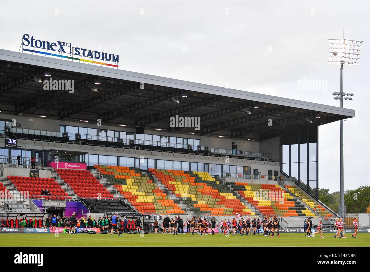 The team arrive one the pitch at the start of the Allianz Cup match ...