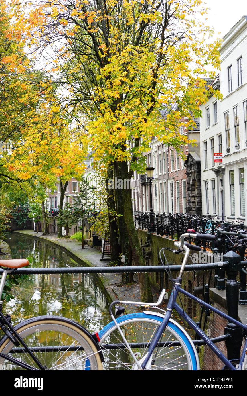 Scenery of bicycles and the canal of Utrecht in Netherlands Stock Photo ...