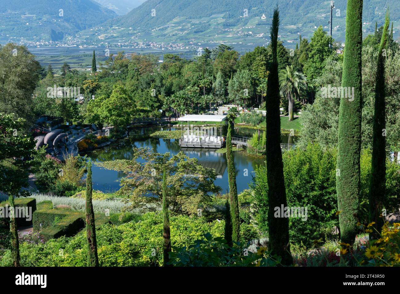 Merano,Italy - 11 August 2023: View of the Trauttmansdorff Gardens in ...