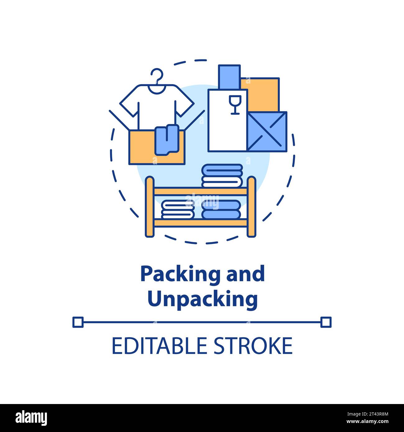 2D simple thin linear colorful packing and unpacking icon Stock Vector ...