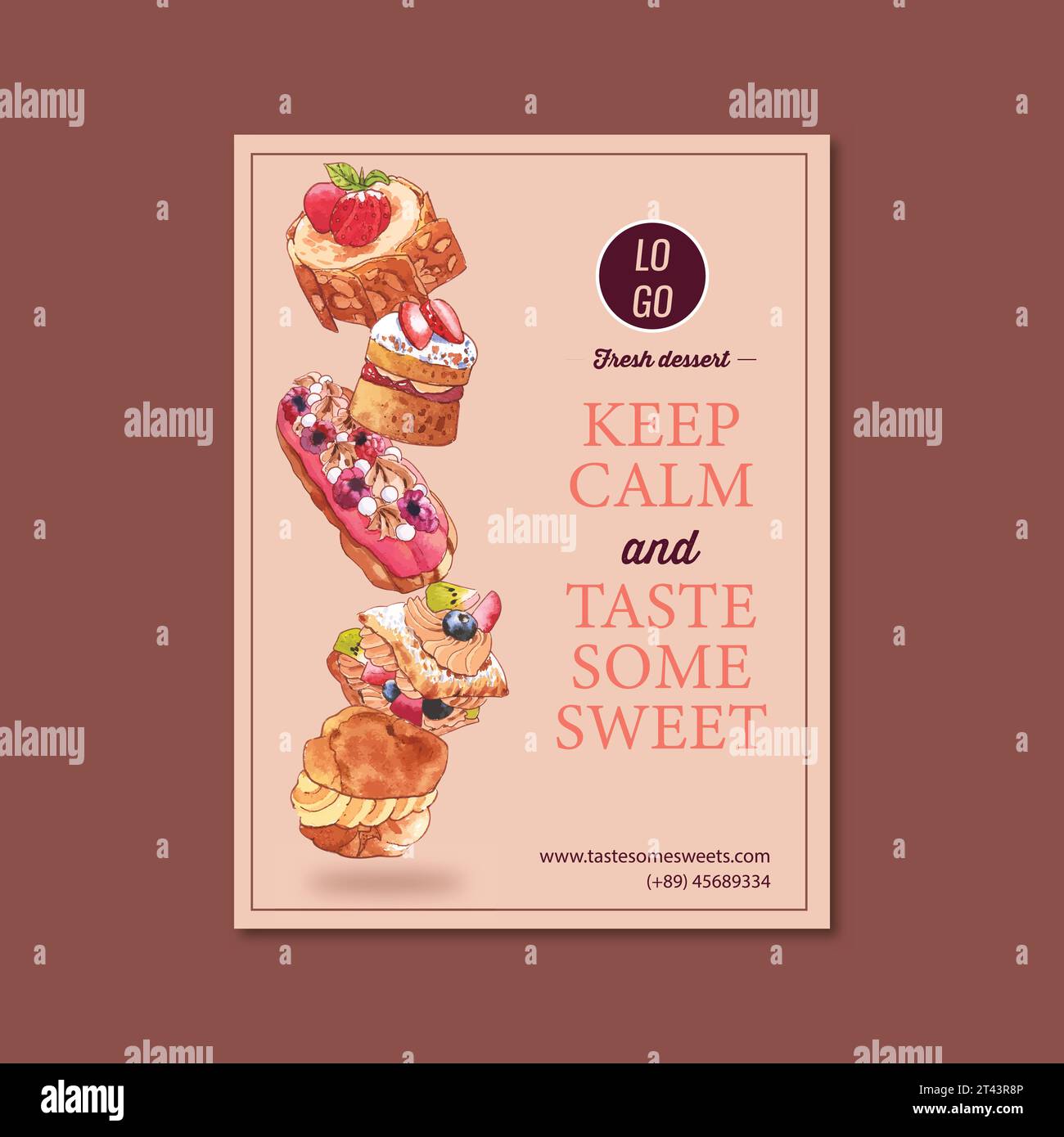 Dessert poster design with choux cream meringue Vector Image Stock ...
