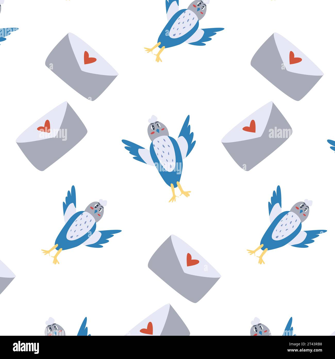 cute pigeon character with love letters pattern Stock Vector Image ...