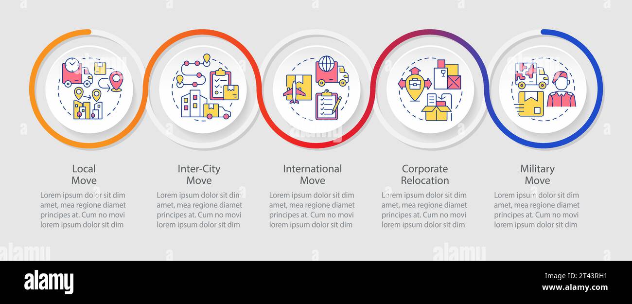 2D colorful moving service layout with simple linear icons Stock Vector ...