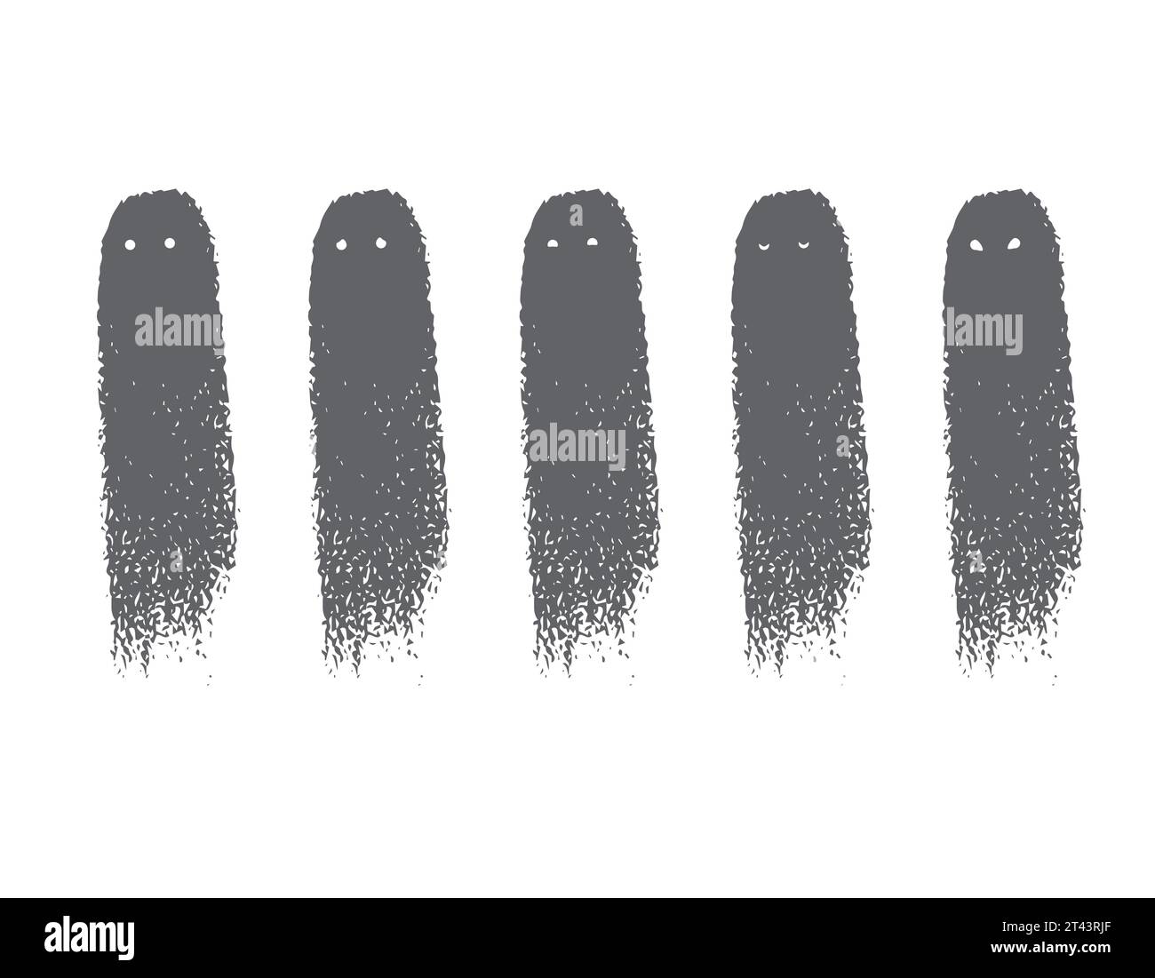 Set of ghost character, emotions on a transparent background vector ...