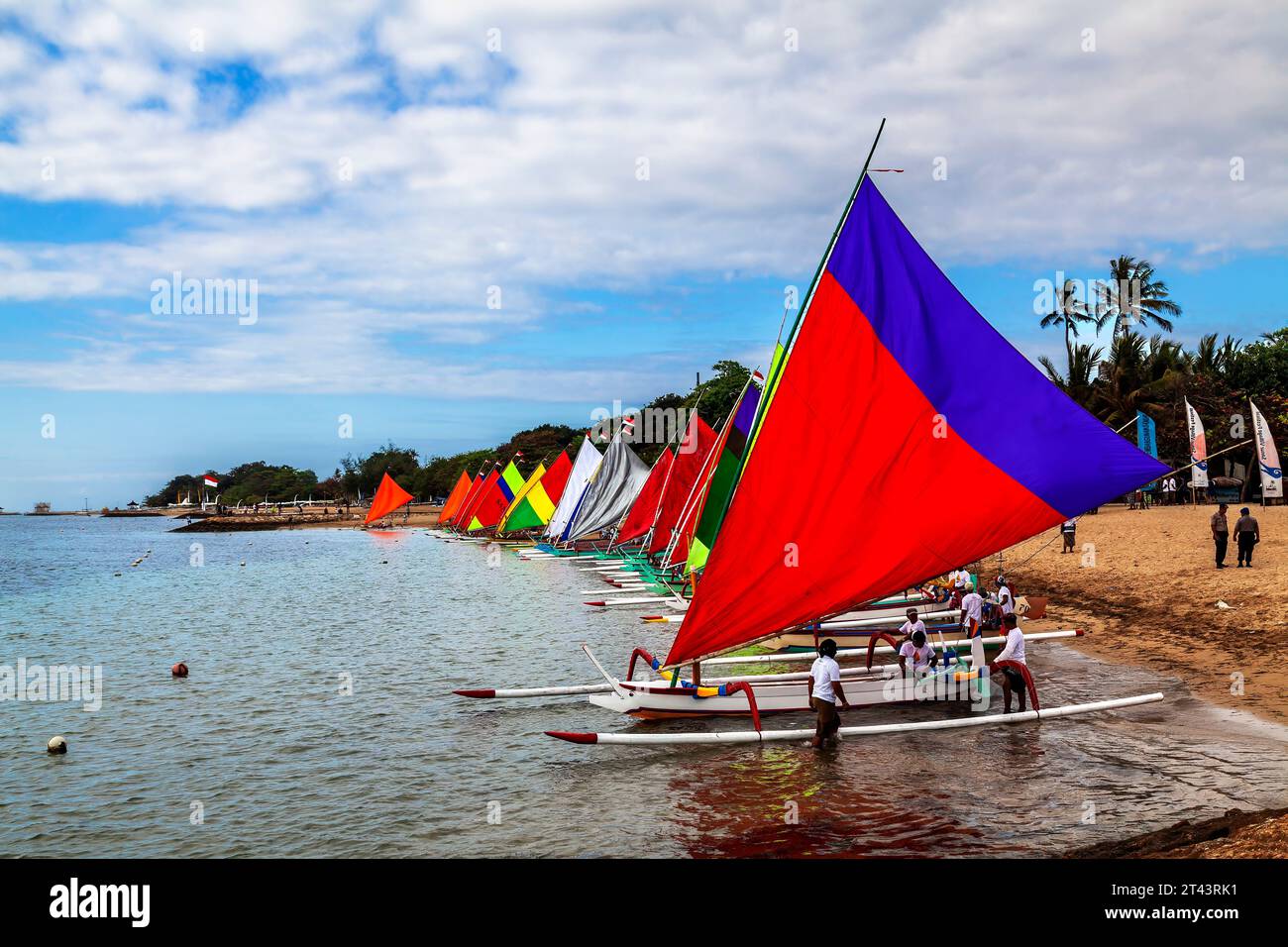 Sanur Beach, Bali, Indonesia. Junkung (traditional boat) competition at ...