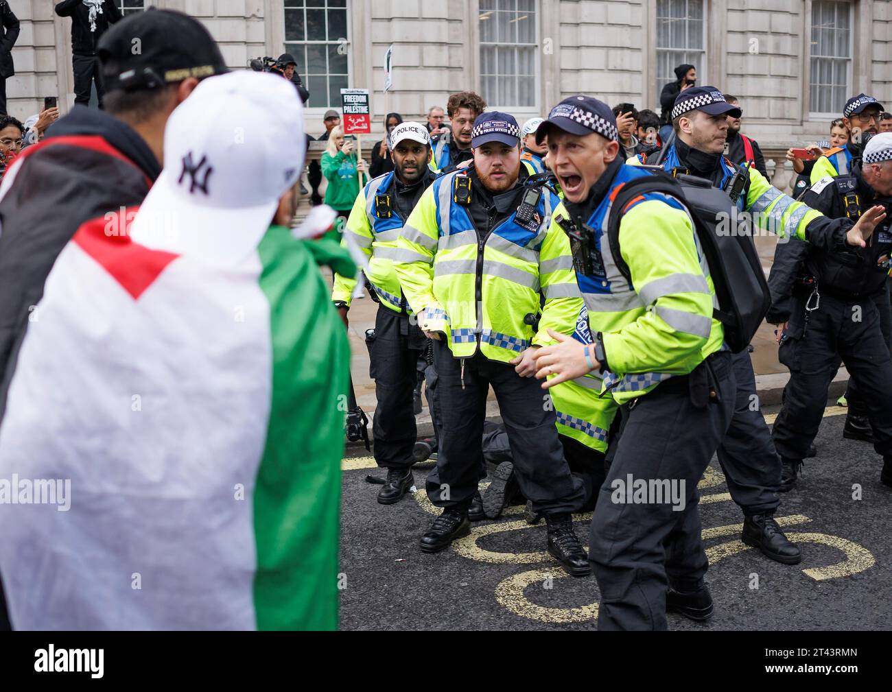 London, UK. 28th Oct, 2023. Pro Palestine protestors clash with police ...