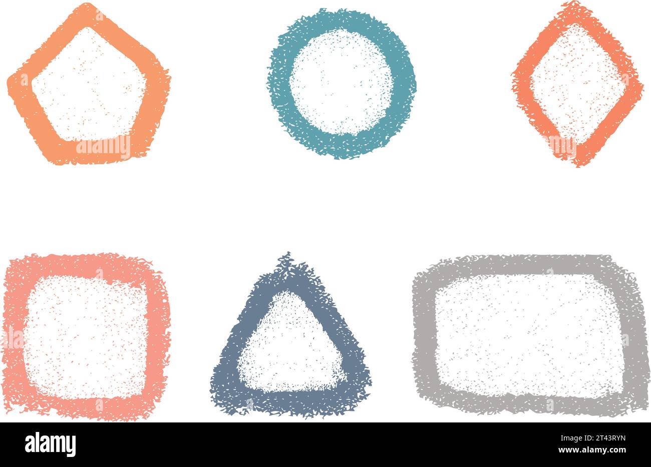 Contour of geometric shapes drawn with a brush, childish doodle style ...