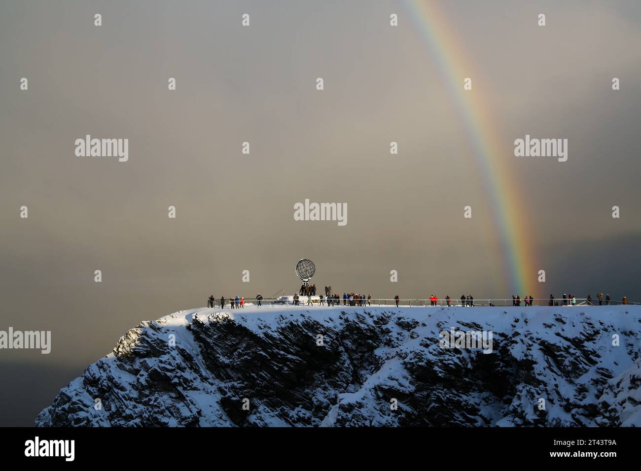 North Cape, Norway. 28th October 2023. Most northerly rainbow in Europe ...
