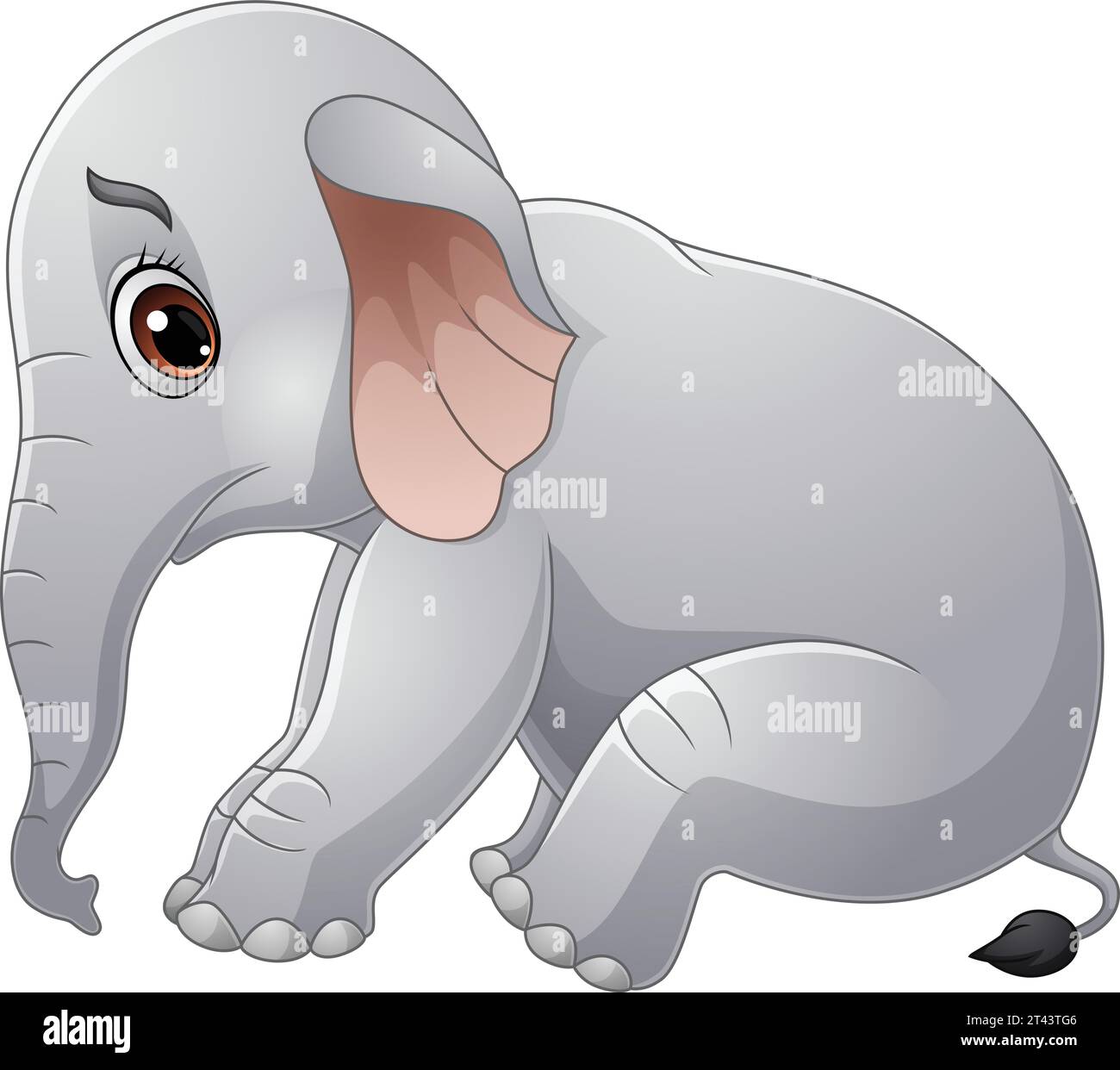 Cartoon sad elephant on white background Stock Vector Image & Art - Alamy