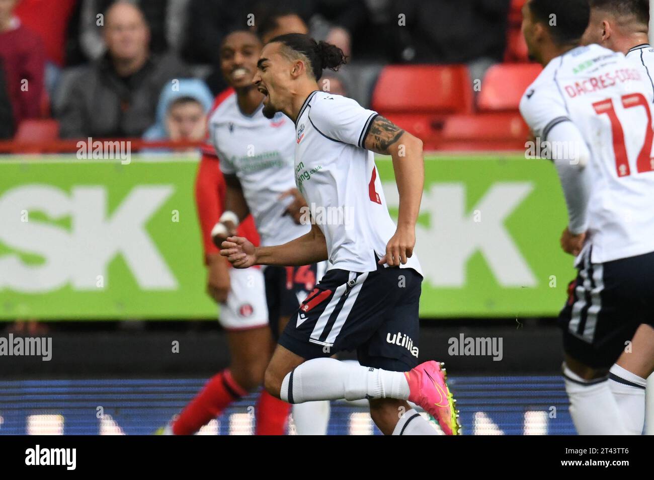 London, England. 28th Oct 2023. Randell Williams celebrates scoring for ...