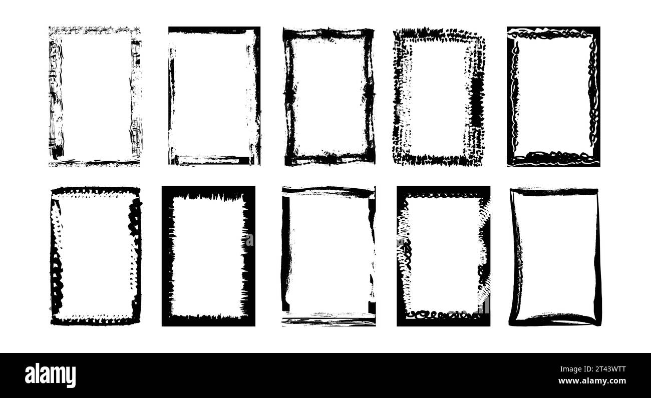 Vintage Grunge Edge Frames vector illustration. This collection ...