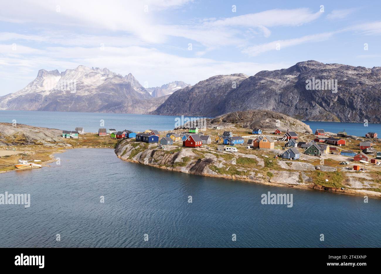 Greenland landscape - the inuit village of Aappilattoq, with colourful ...