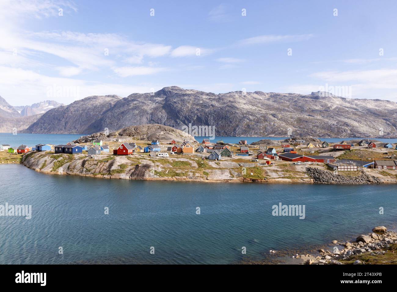 Greenland landscape - the inuit village of Aappilattoq, with colourful ...