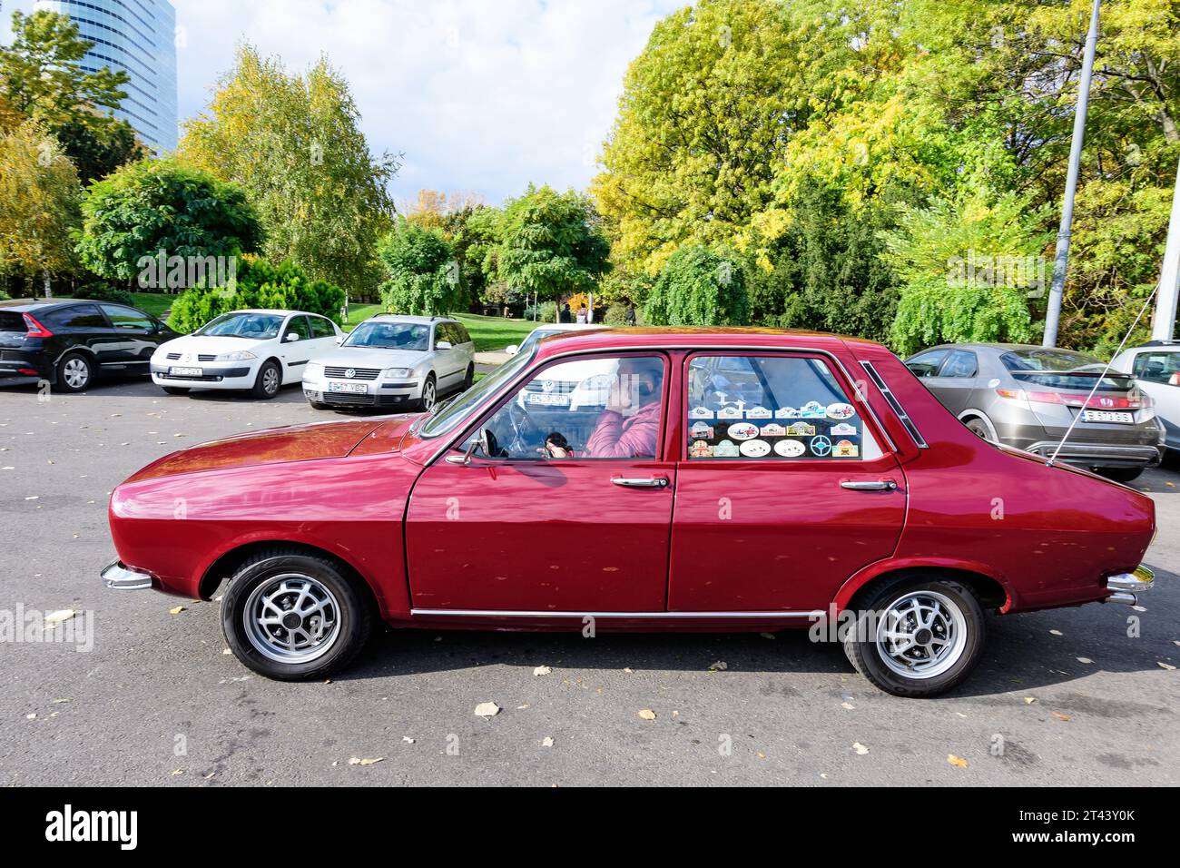 Bucharest, Romania, 24 October 2021: Old vivid red Romanian Dacia 1300 ...