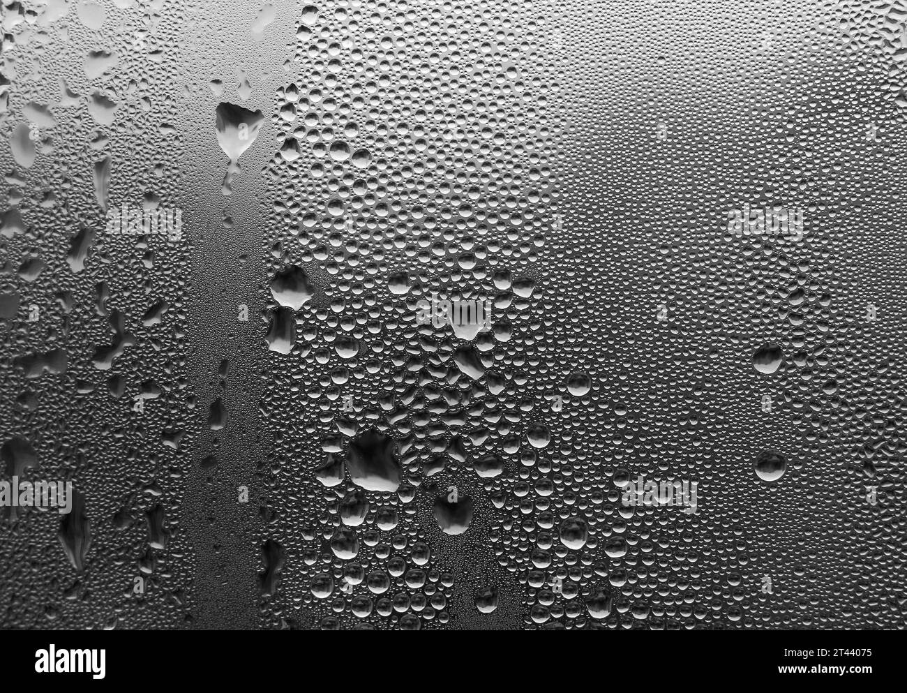 Water drops on the glass, black and white. Abstract background ...