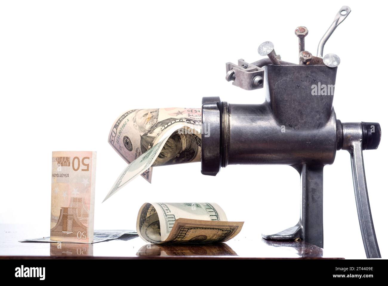 Money made of metal. Recycling of various metals. Metal recycling. Iron ...