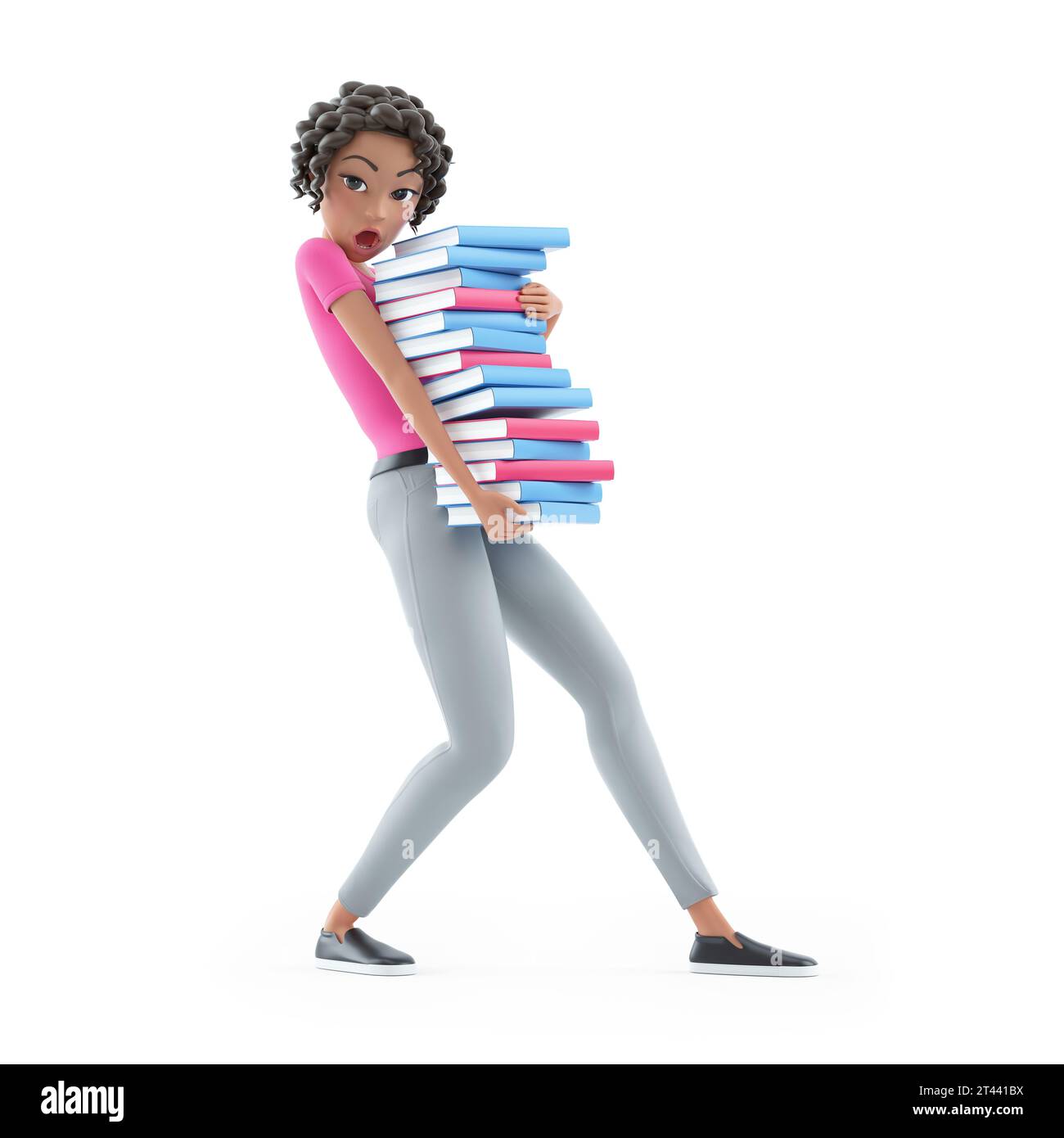 3d beautiful woman overworked, illustration isolated on white ...