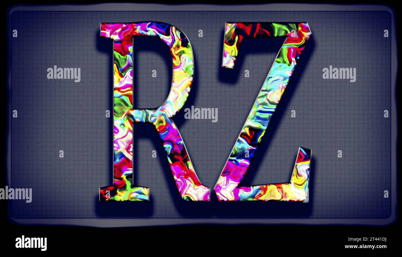 Double letter signature RZ in an unique design named Painter rough ...