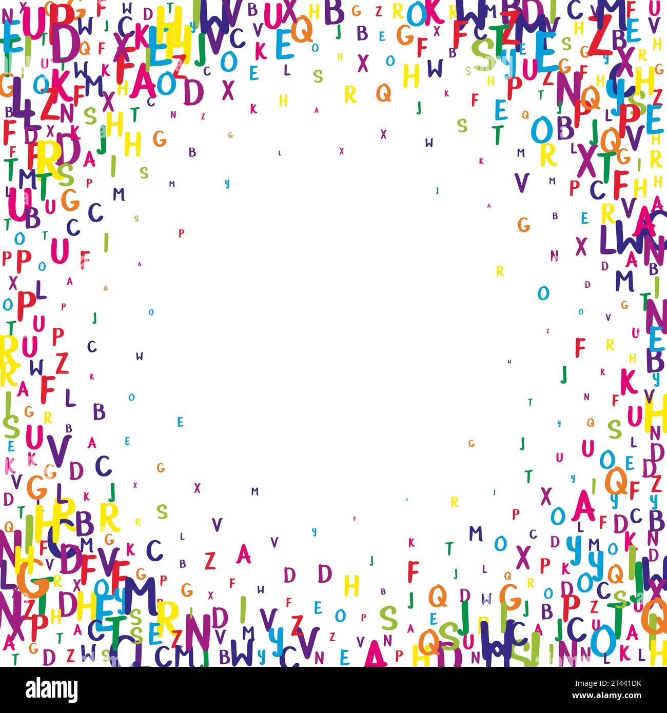 Concept of school background. Colorful childish falling letters of ...