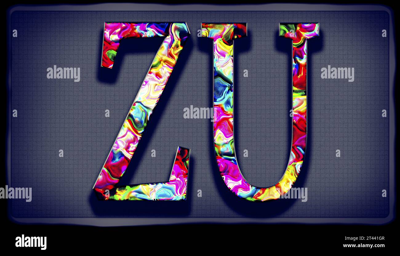 Double letter signature ZU in an unique design named Painter rough ...