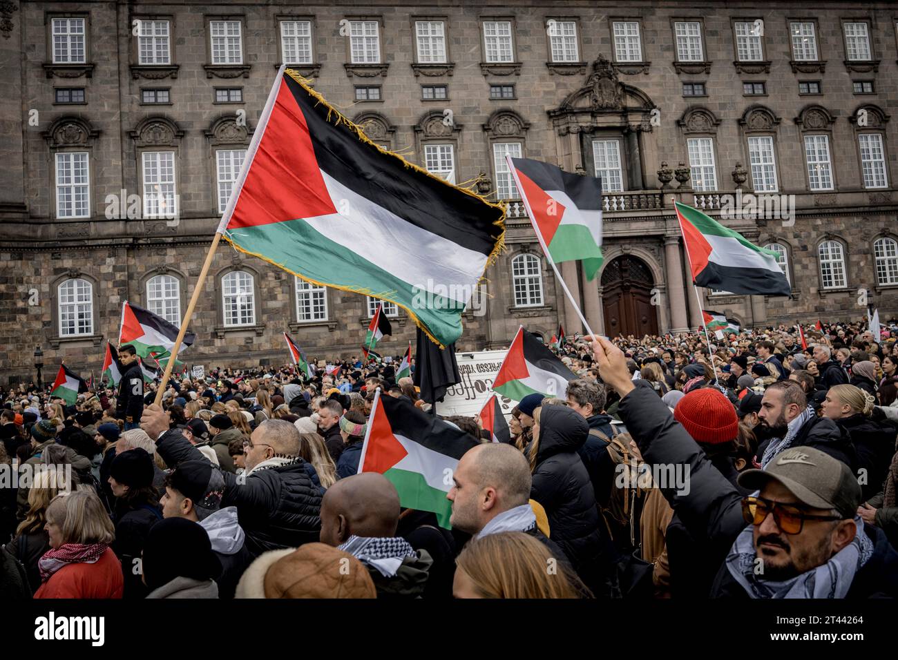 Demonstration at Christiansborg Palace Square in Copenhagen, Denmark ...