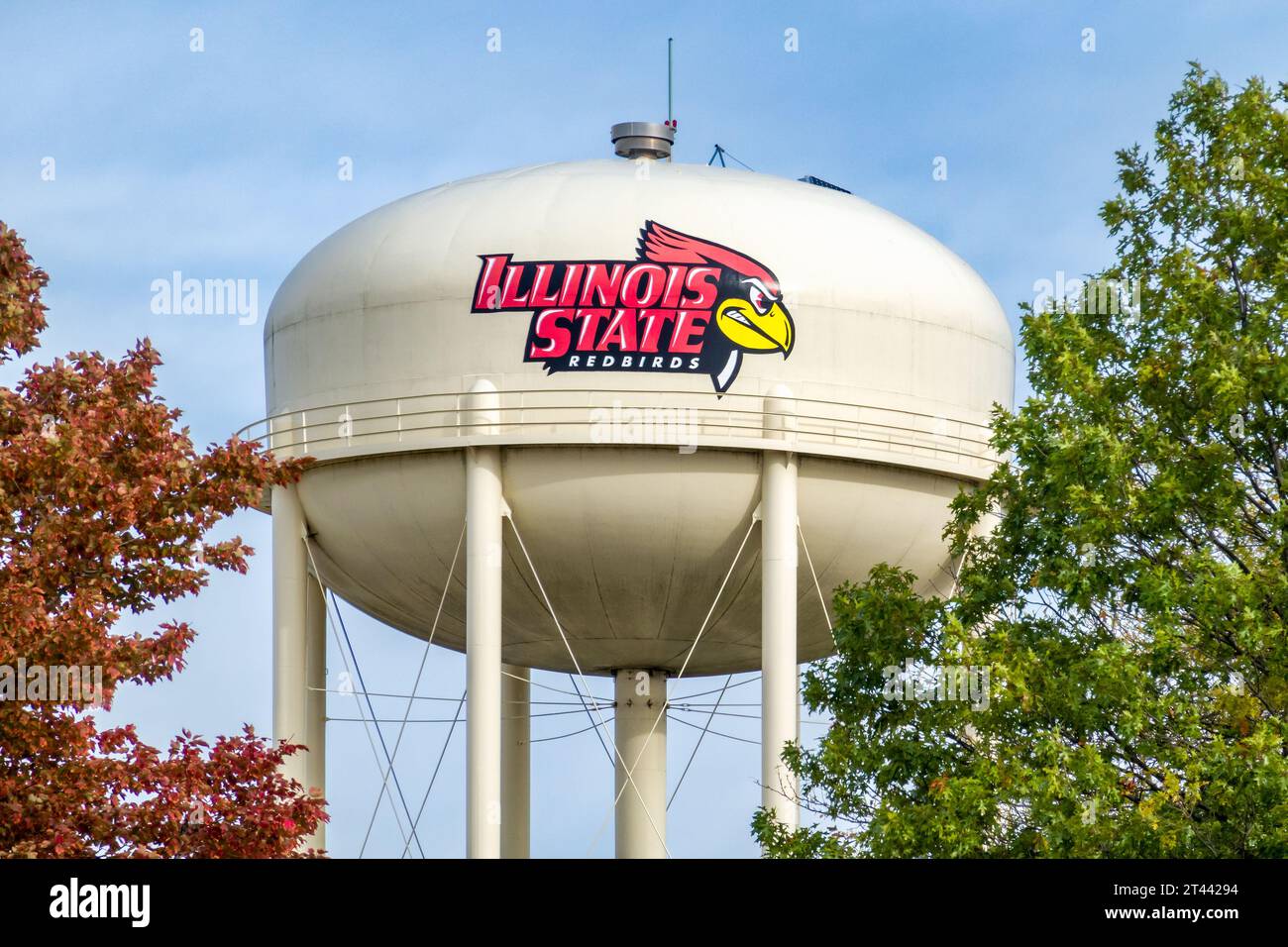 NORMAL, IL, USA - OCTOBER 18, 2023: Water tower with Redbird mascot ...