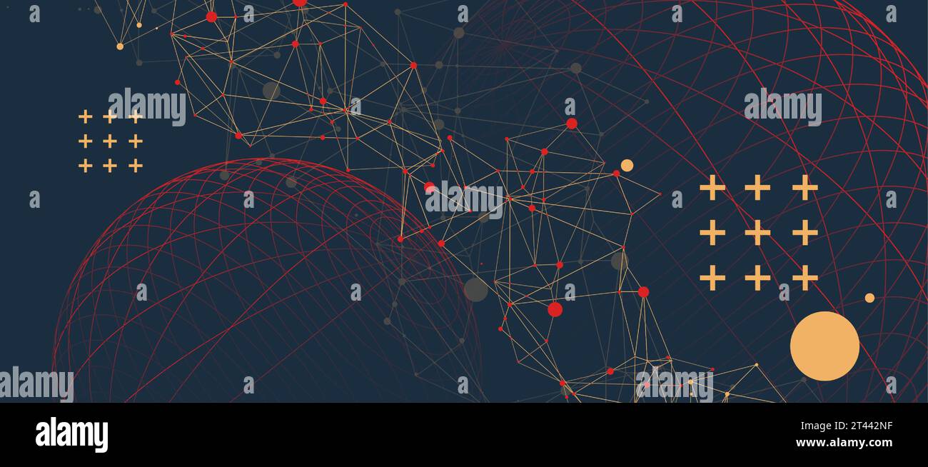 Abstract scientific background using wireframe sphere and plexus effect. Vector illustration ...