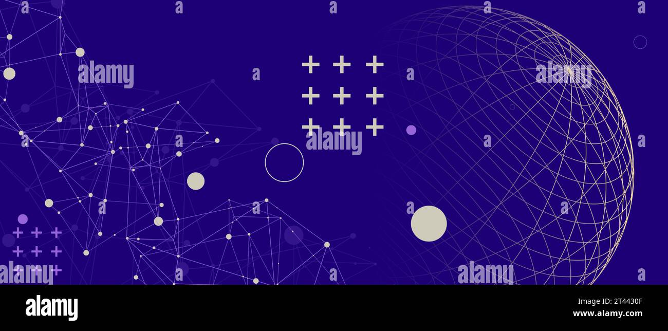 Abstract scientific background using wireframe sphere and plexus effect. Vector illustration ...