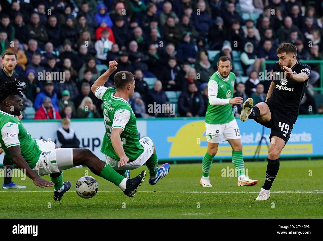 Celtic's James Forrest has a shot on goal during the cinch Premiership ...