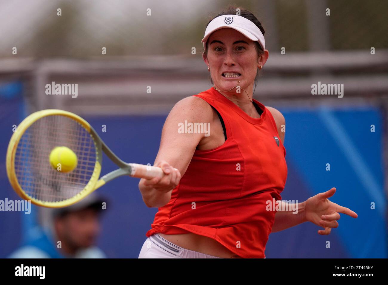 Canada's Rebecca Marino returns the ball to Argentina's Lourdes Carle ...
