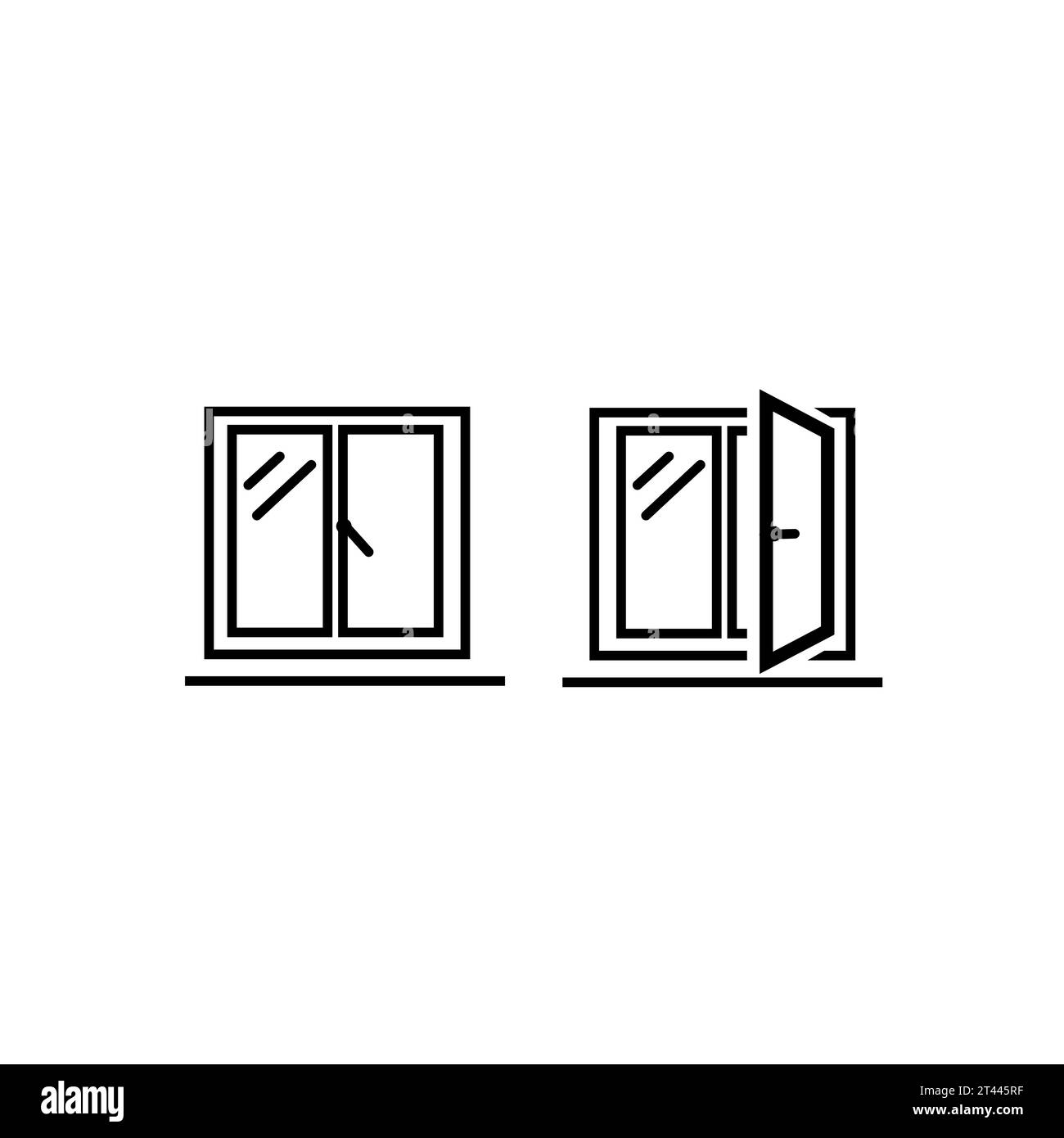 Window outline icons. Vector illustration. Editable stroke. Isolated ...