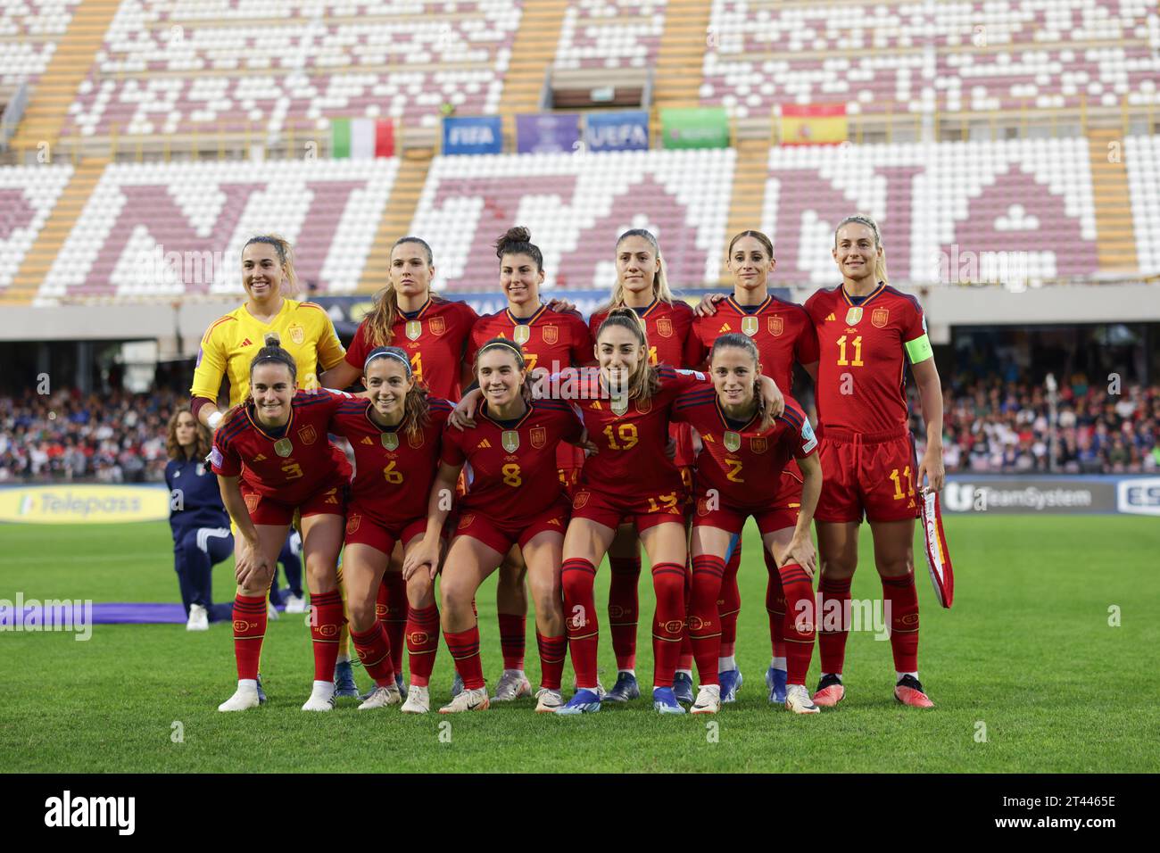 Salerno, Italy. 27th Oct, 2023. The Spain starting eleven line up for a ...