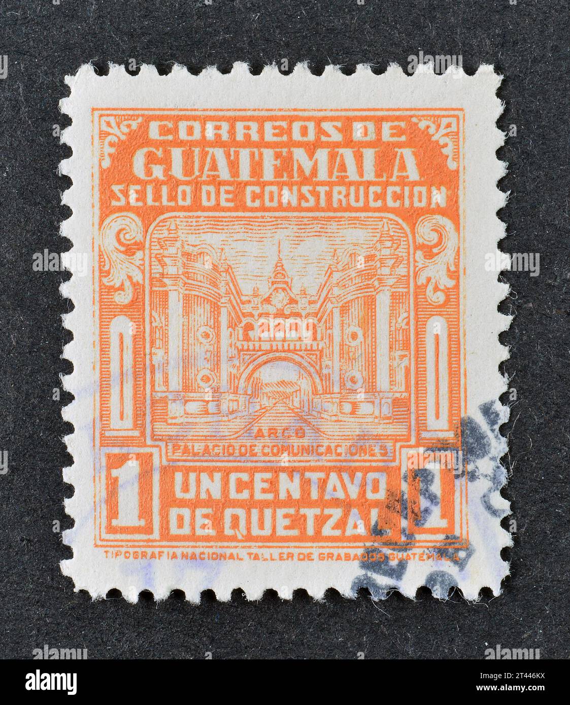 Cancelled postage stamp printed by Guatemala, that shows Ministry of ...