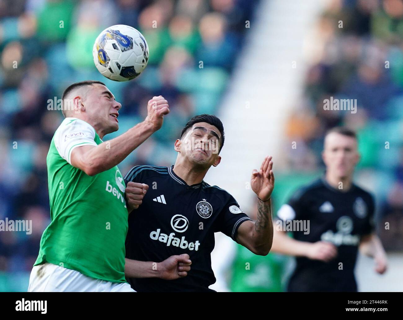 Celtic's Luis Palma (right) and Hibernian's Lewis Miller battle for the ...