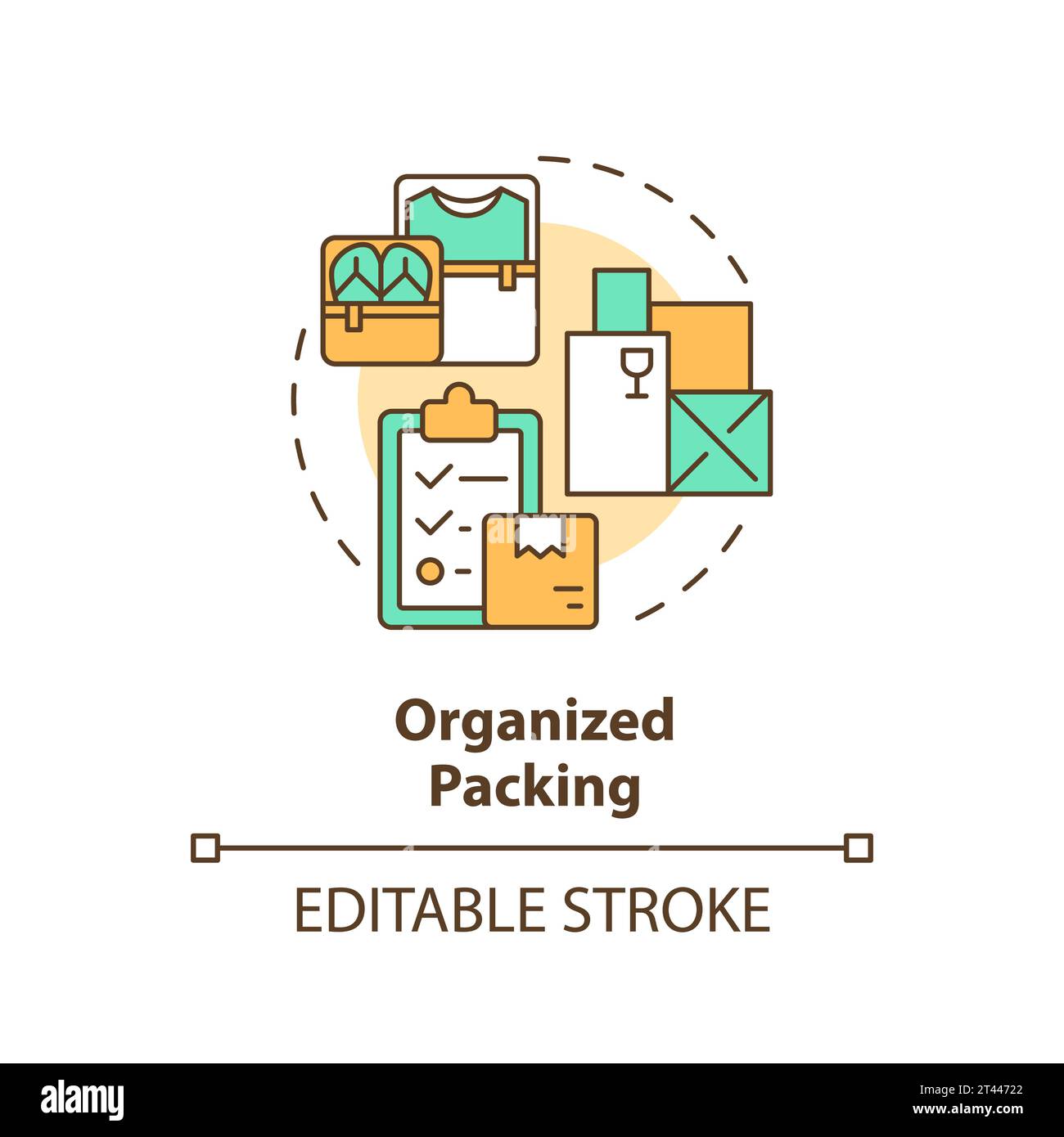 2D simple thin linear colorful organized packing icon Stock Vector ...