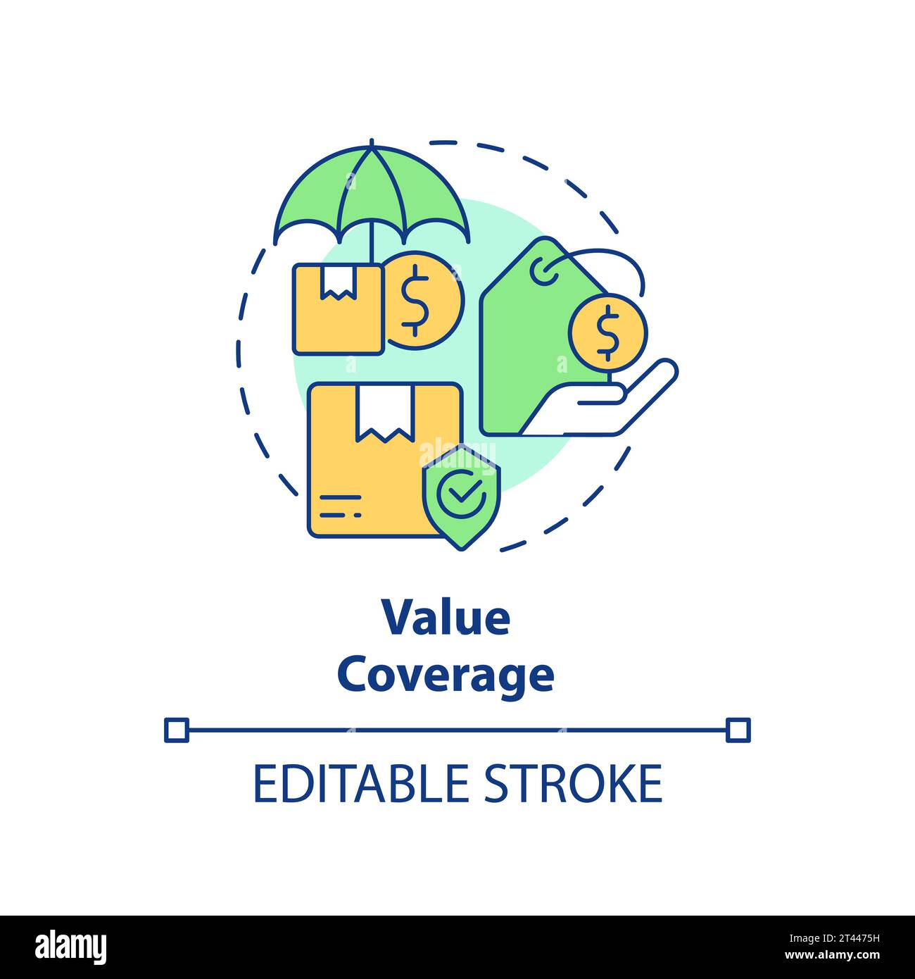 2D simple thin linear colorful value coverage icon Stock Vector Image ...